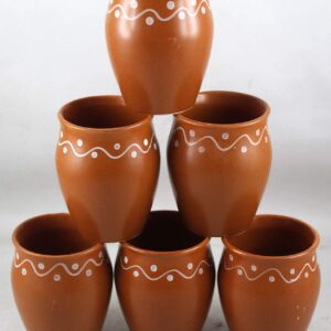 Odishabazaar Ceramic Kulhar Cups Traditional Indian Chai Tea Cup Set of 6