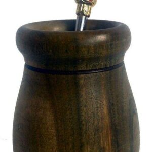 Fair Trade Bolivian Wooden Mate Cup and Metal Bombilla Straw