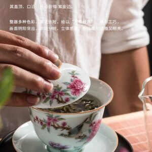 PAYNAN Chinese Tea Bowl Gaiwan Ceramic Porcelain Flower Tea Tureen Drinkware Home Decor Crafts