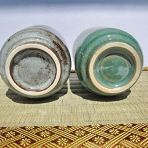 Mino Ware Japanese Traditional Yunomi Tea cups 8.45 Onces Set of 2 Authentic Aoshino Sensuji Design for Hot Green Tea Bancha Matcha Tea from Japan