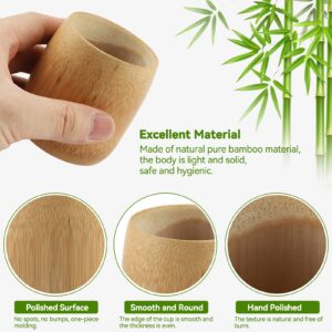 HERCHR Natural Wooden Tea Cups, Japanese style Tea Cup Beer Mug Coffee Mug Solid Wood Teacups Bamboo Wine Mug for Drinking Tea Coffee Wine Beer Hot Drinks, 80-120ml