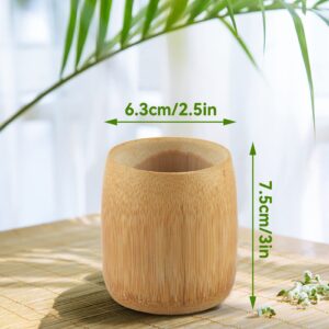 HERCHR Natural Wooden Tea Cups, Japanese style Tea Cup Beer Mug Coffee Mug Solid Wood Teacups Bamboo Wine Mug for Drinking Tea Coffee Wine Beer Hot Drinks, 80-120ml