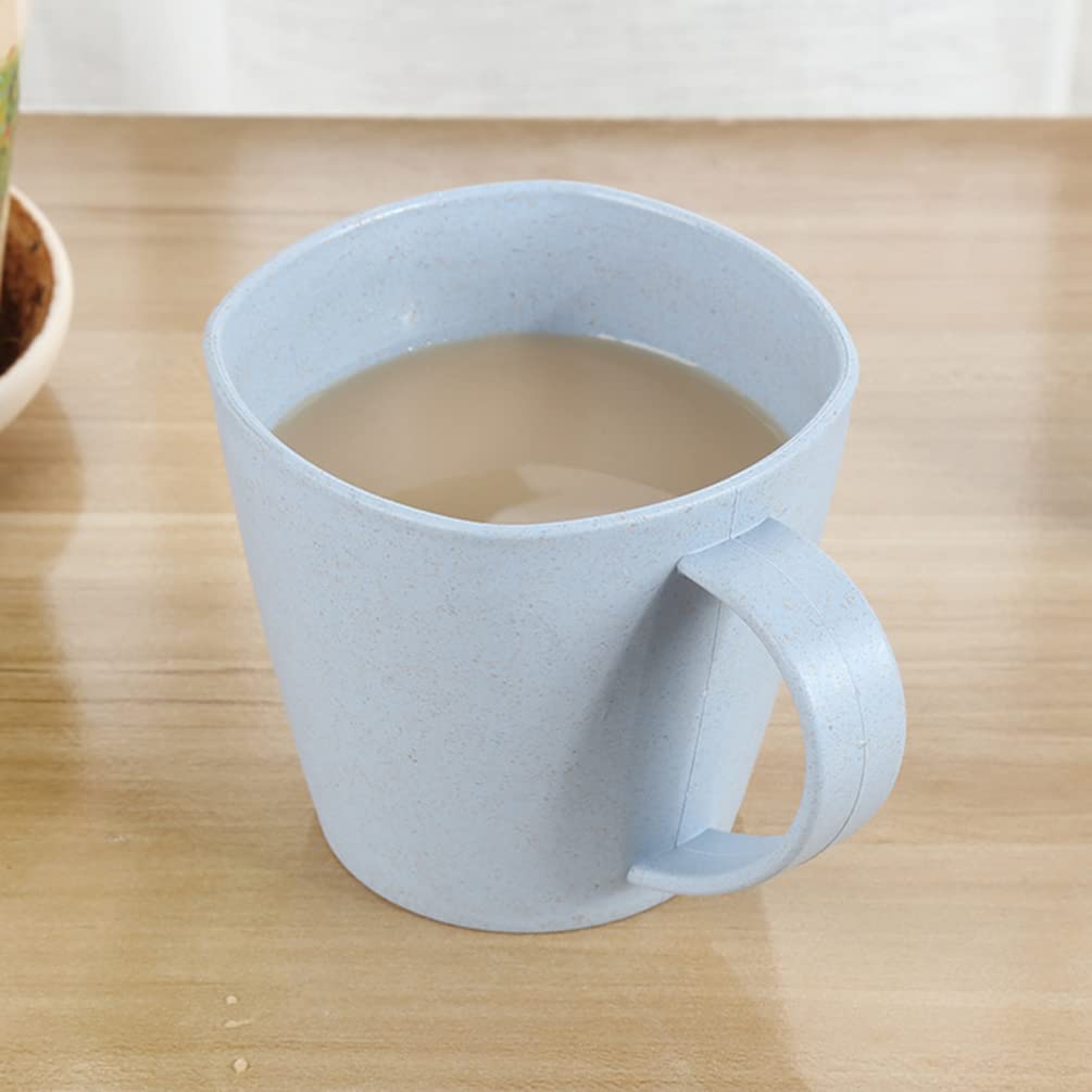 Hemoton 4pcs Wheat Straw Water Mug Unbreakable Water Cup Drinking Cup Camping Tea Beverage Mug Bathroom Cups for Water Coffee Milk Juice Tea Random Color