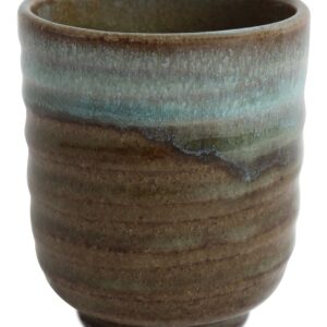 Mino ware Japanese Pottery Yunomi Chawan Tea Cup Sky Blue Glaze on Moss Green made in Japan (Japan Import) KSY002