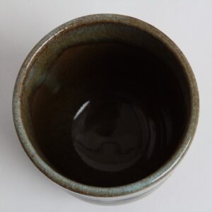 Mino ware Japanese Pottery Yunomi Chawan Tea Cup Sky Blue Glaze on Moss Green made in Japan (Japan Import) KSY002