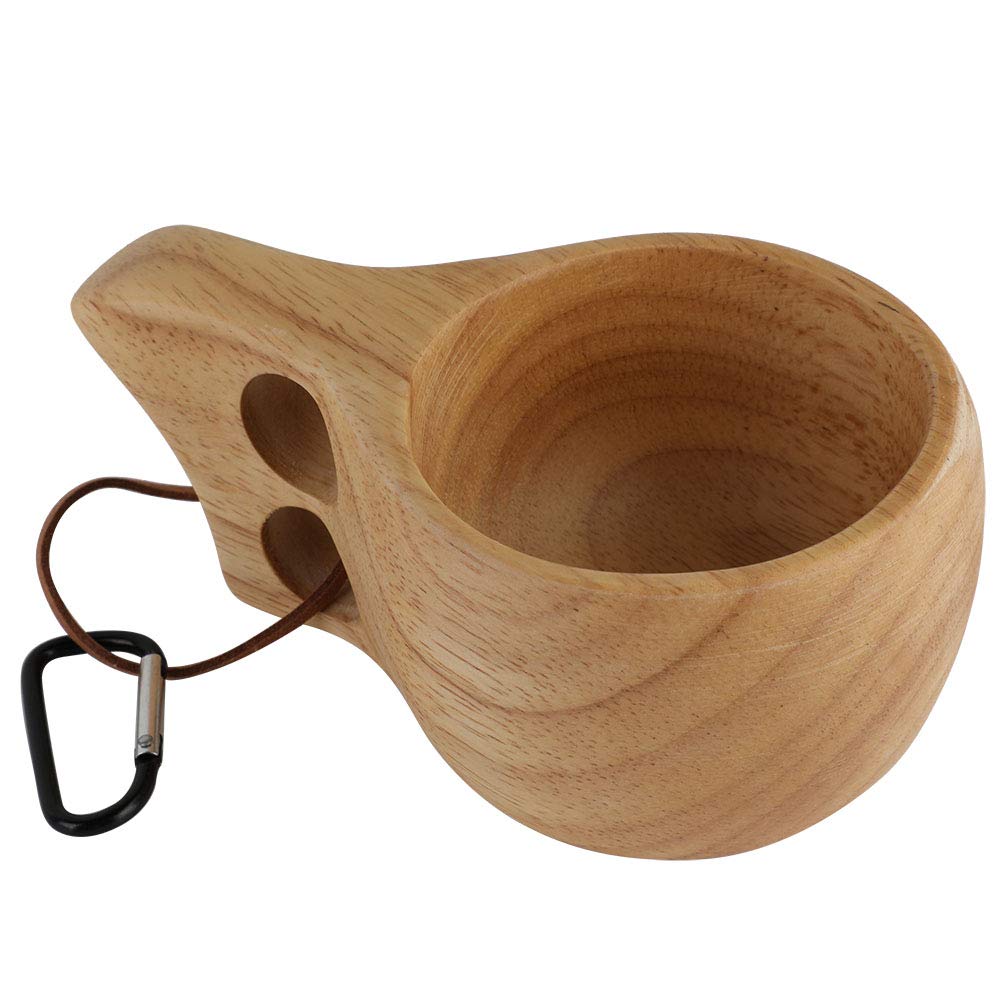 DEWIN Wooden Cup - Traditional Wooden Cup Wooden Tea Cup Rubber Wood Double Hole Cup KUKSA Coffee Cup Water Cup Custom Wooden Cup