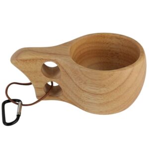 DEWIN Wooden Cup - Traditional Wooden Cup Wooden Tea Cup Rubber Wood Double Hole Cup KUKSA Coffee Cup Water Cup Custom Wooden Cup