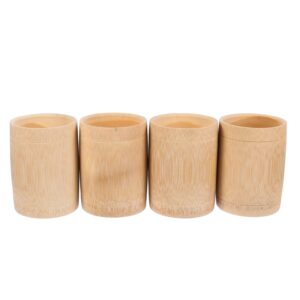 doitool 4pcs bamboo tea cups set, bamboo teacups coffee mug wine mug for drinking tea coffee wine beer hot drinks