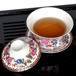 YXHUPOT Gaiwan Chinese Gongfu Tea 10oz Sancai Teacup Tray Cup Bowl Saucer Lid (10oz/300ml)