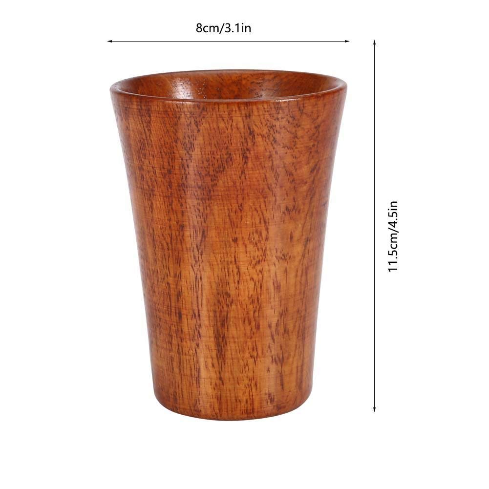 Junluck Solid Wooden Cup, Handmade Wooden Tea Cup Drinking Mug Milk Container Restaurant Kitchen Supplies for Drinking Tea Coffee Wine Beer Hot Drinks