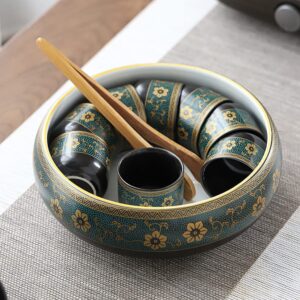 Hemoton Tea Wash Bowl 1200ml Ceramic Traditional Japanese Matcha Tea Bowl Porcelain Chinese Gongfu Tea Cup Pottery Chawan for Tea Ceremony