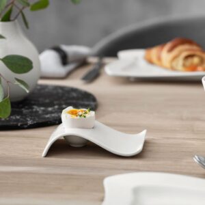 Villeroy & Boch, New Wave Cup, Modern Egg Stand with Precise Indentation, Premium Porcelain, Dishwasher Safe Square, White