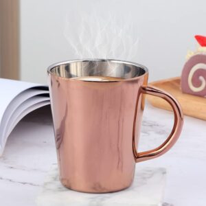 Stainless Steel Cup, Water Cup with Spoon, Double Wall Water Cup, Cup and Spoon Set for Tea and Coffee, 22 oz, Metal Drinking Cup, Spoon for Tea, Ice Cream, Dessert and Coffee(Rose Gold)