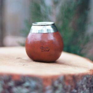 Circle of Drink - Sabi Cup Mocha - Authentic Handcrafted Calabash Yerba Mate Gourd - Alpaca Silver Brim - 50g, 10oz Capacity (MOCHA)