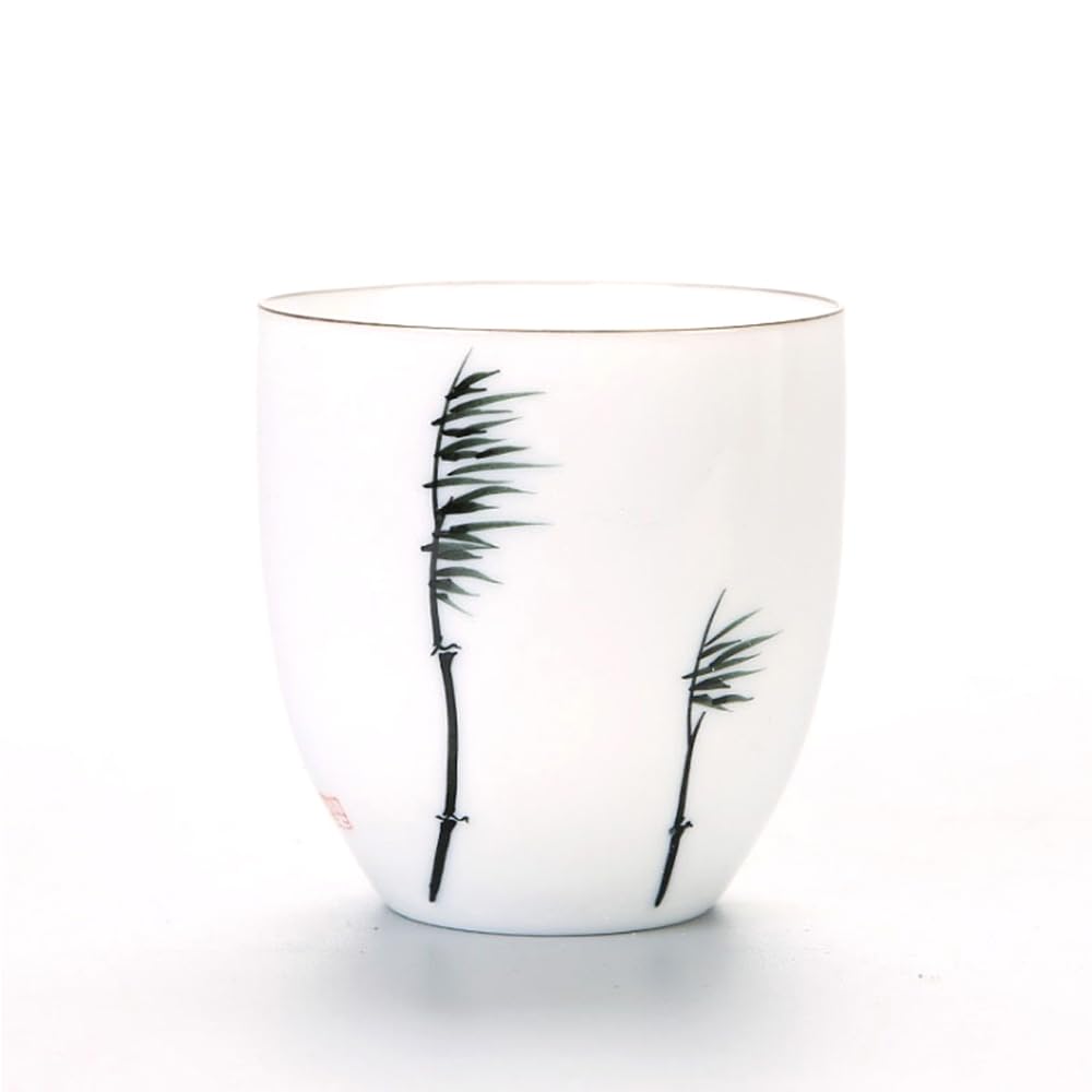 QMFIVE Hand painted ceramic cup white porcelain cup 2pcs (ZHU)