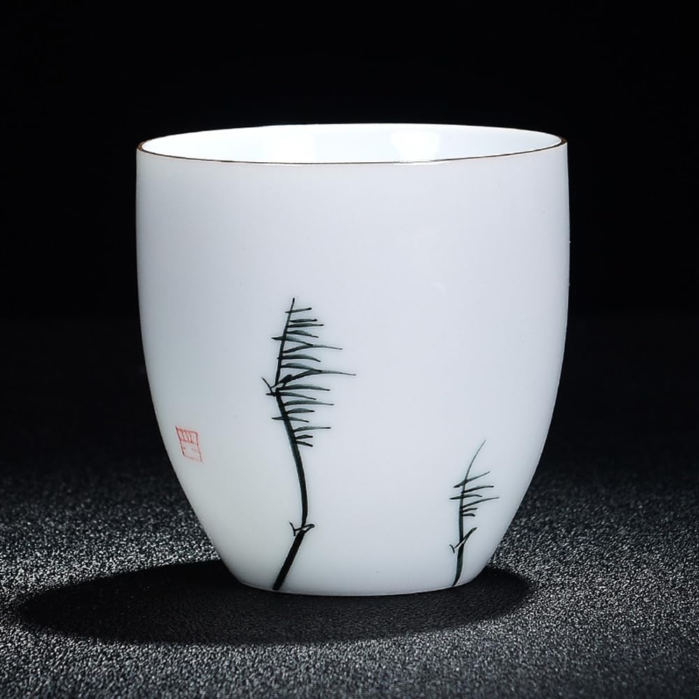 QMFIVE Hand painted ceramic cup white porcelain cup 2pcs (ZHU)