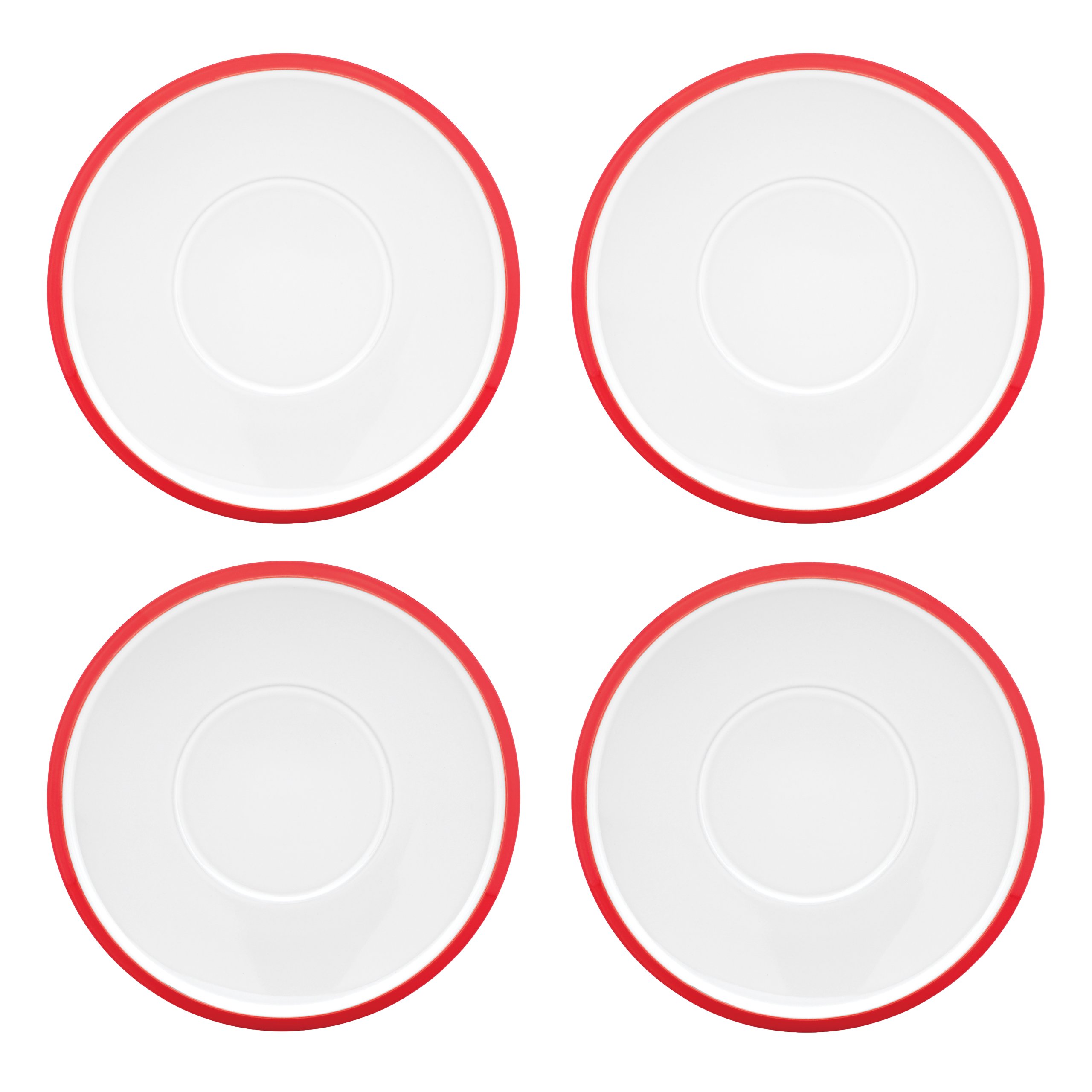 Dansk Kobenstyle 4-Piece Teacup Saucer Set, Chili Red