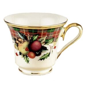 lenox holiday tartan gold banded ivory china cup