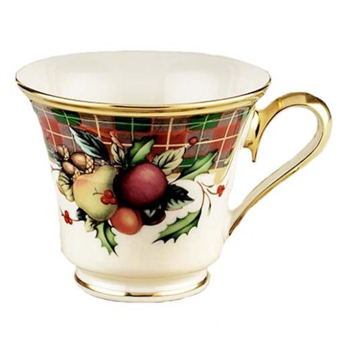 Lenox Holiday Tartan Gold Banded Ivory China Cup