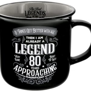 Pavilion Gift Company - 80 Years - Ceramic 13-ounce Campfire Mug, Double Sided Coffee Cup, Birthday Gift, Guys, Women, Mom, Dad, Grandpa, Grandam, 1 Count, 3.75 x 5 x 3.5 Inches