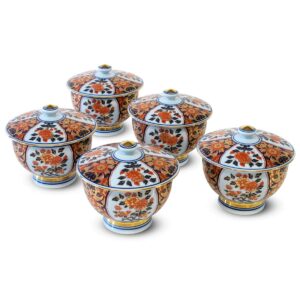 rao3z arita ware gorgeous golden bootis and hands, extra fine old imari pump set of 5 teacups