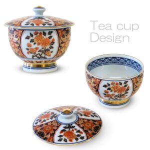 RAO3Z Arita Ware Gorgeous Golden Bootis and Hands, Extra Fine Old Imari Pump Set of 5 Teacups