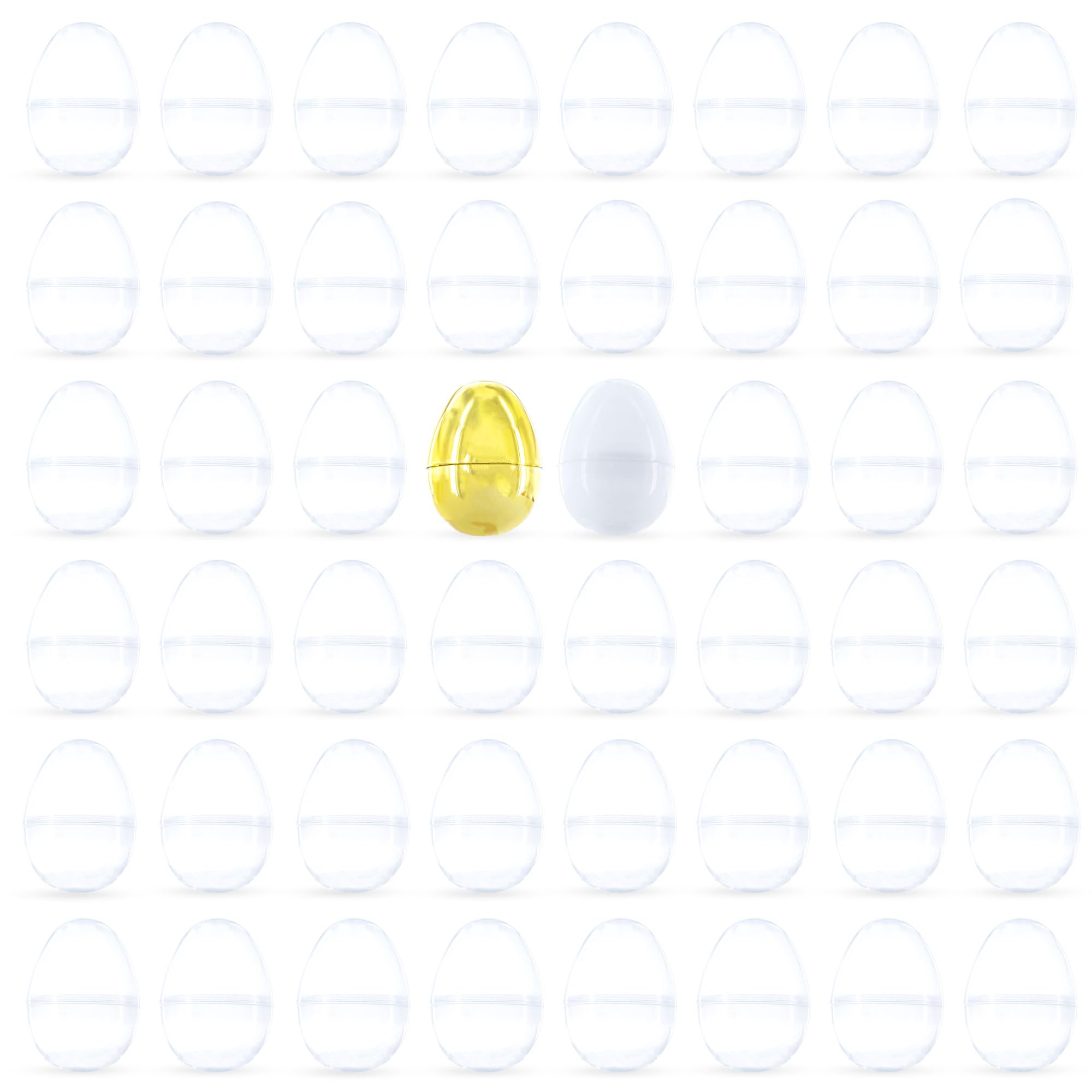 Set of 48 Easter Egg Assortment: 46 Transparent, 1 Gold, and 1 White Plastic Egg