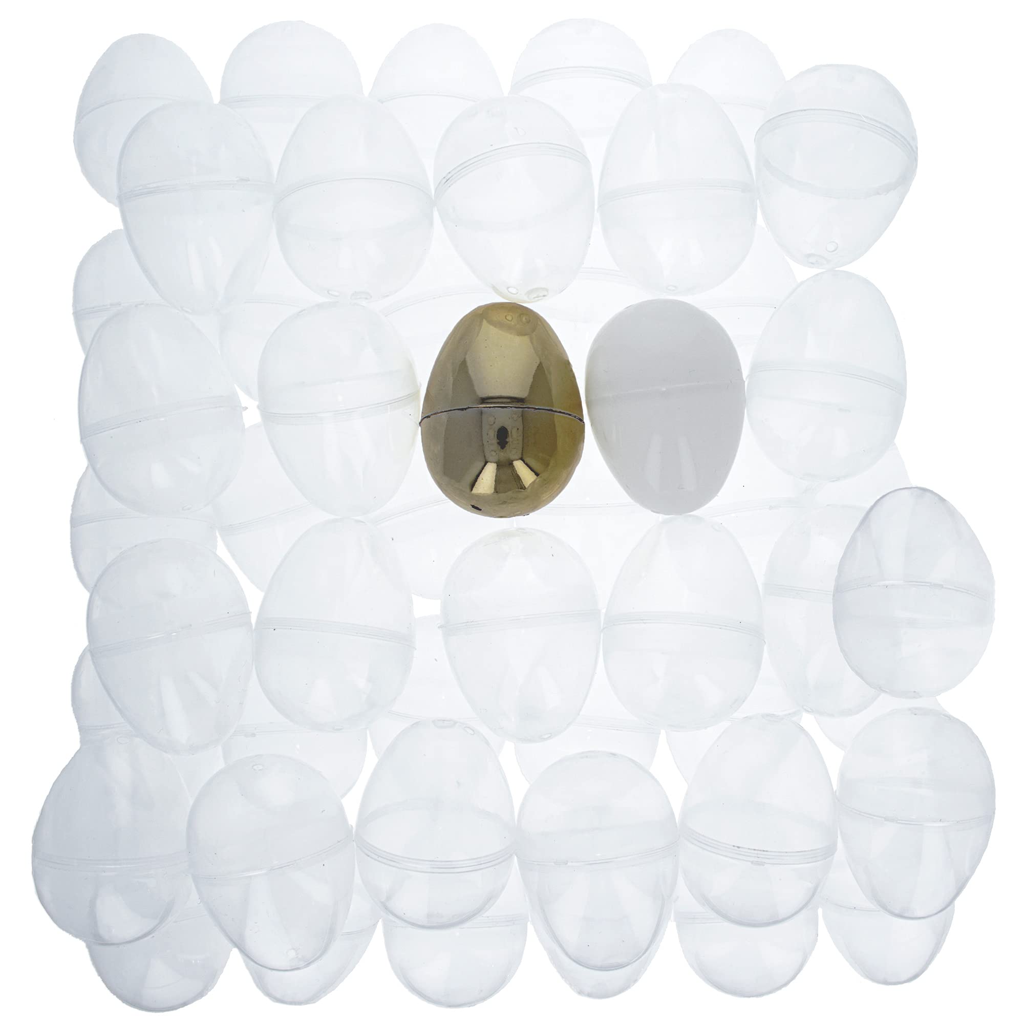 Set of 48 Easter Egg Assortment: 46 Transparent, 1 Gold, and 1 White Plastic Egg