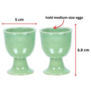 Soft Boiled Egg Holder | Ceramic Egg Cup Set | Ceramic Egg Holder Pottery Housewarming Gift set of 2 (Green Mat)