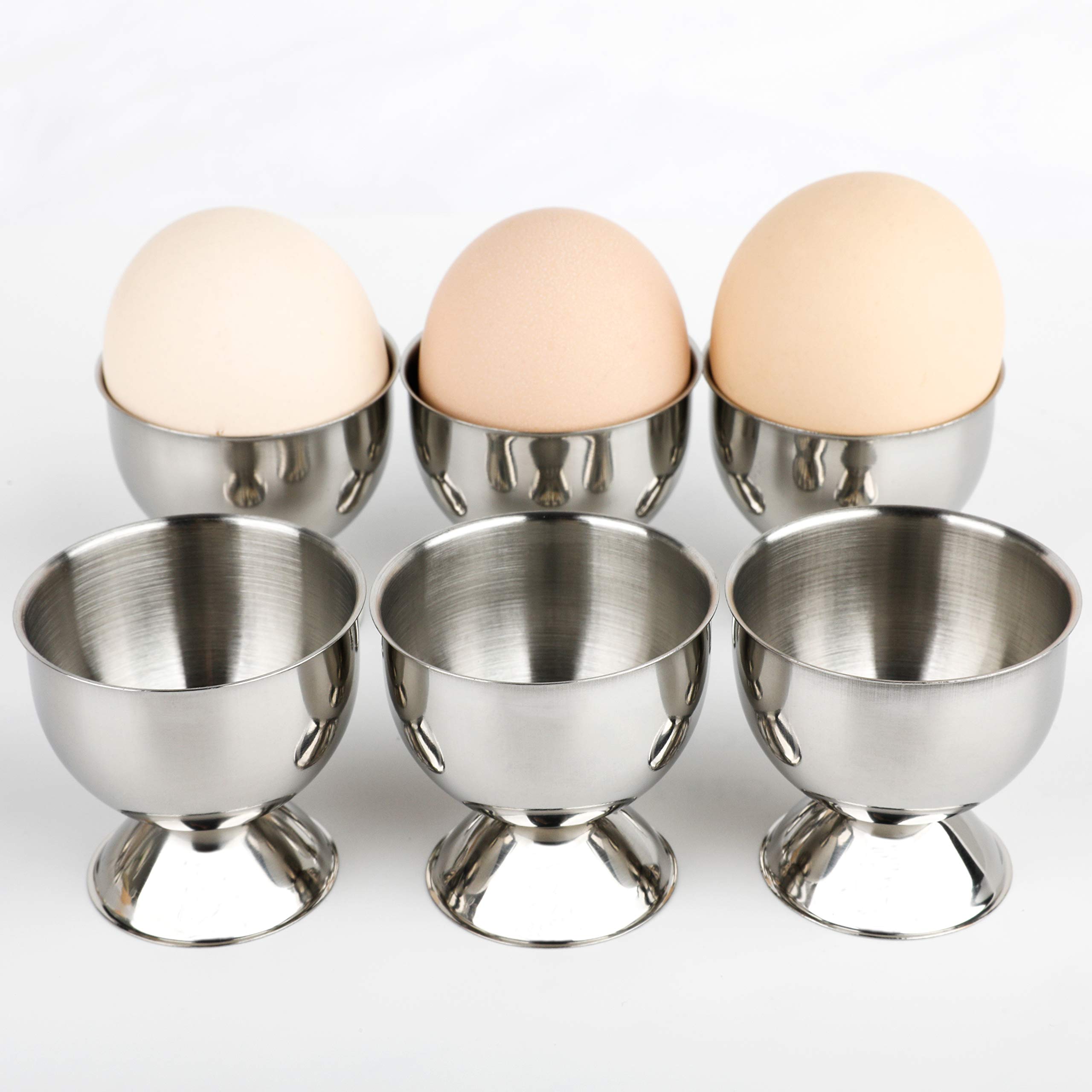 Egg Cup Holder Set for Soft Boiled Eggs Include 6 Stainless Steel Egg Tray Kitchen Tool