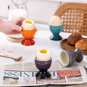 UNICASA Ceramic Egg Cups, Porcelain Colorful Egg Cup Set of 6, Stand Holder for Soft Boiled Eggs, Microwave & Dishwasher Safe