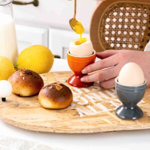 UNICASA Ceramic Egg Cups, Porcelain Colorful Egg Cup Set of 6, Stand Holder for Soft Boiled Eggs, Microwave & Dishwasher Safe