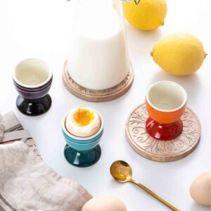 UNICASA Ceramic Egg Cups, Porcelain Colorful Egg Cup Set of 6, Stand Holder for Soft Boiled Eggs, Microwave & Dishwasher Safe