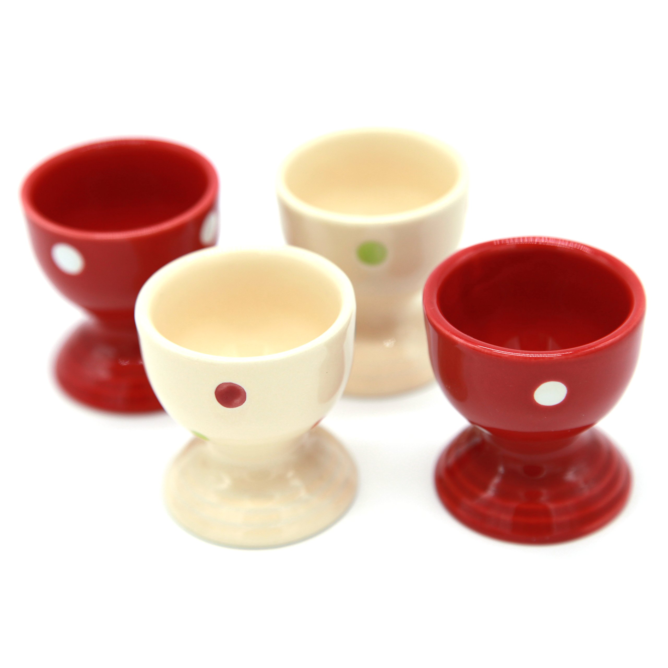 Lofekea Egg Cups, 4 Pack Ceramic Polka Dot Egg Cups Porcelain Egg Holders Gifts for Kitchen