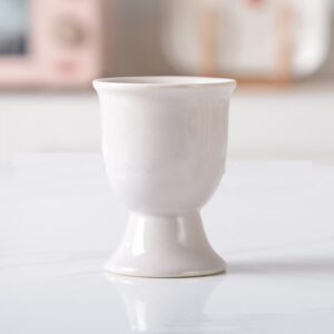 luzen 2Pcs Ceramic Egg Cups Porcelain Single Egg Stand Holders Egg Cup Tray Kitchen Gadgets Tools for Hard Boiled Eggs Breakfast Party Dinning, White