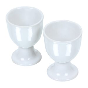 Soft Boiled Egg Holder | Ceramic Egg Cup Set | Ceramic Egg Holder Pottery Housewarming Gift set of 2 (White)