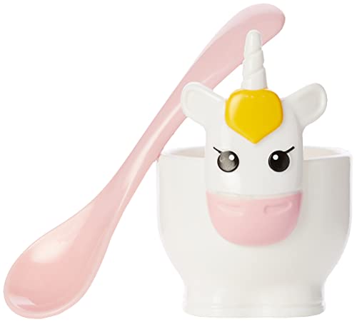 MSC International Joie Unicorn Hard Boiled Egg Cup Holder with Spoon, 2-Piece Set, One Size, White