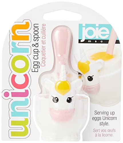 MSC International Joie Unicorn Hard Boiled Egg Cup Holder with Spoon, 2-Piece Set, One Size, White