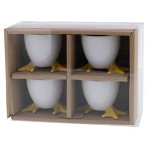 BIA Cordon Bleu White Chicken Footed Egg Cup with Yellow Feet, Set of 4