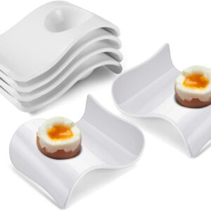 Ceramic Egg Cup, Set of 8 Porcelain Egg Cup for Soft Boiled Egg with Egg Topper Cutter Egg Holder Set for Breakfast, Kitchen, Decorative