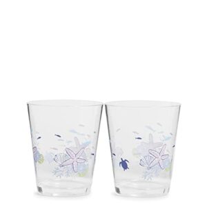 vera bradley women's indoor/outdoor acrylic cups set of 2, turtle dream, one size