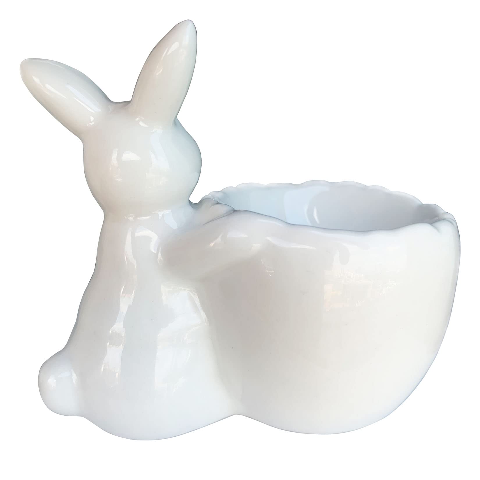 Easter Bunny Porcelain Egg Cup for Soft Hard Boiled Egg, Easter Bunny Rabbit Tealight Candle Holder for Easter Spring Decoration Dinner Dinning Room Table Centerpiece Décor