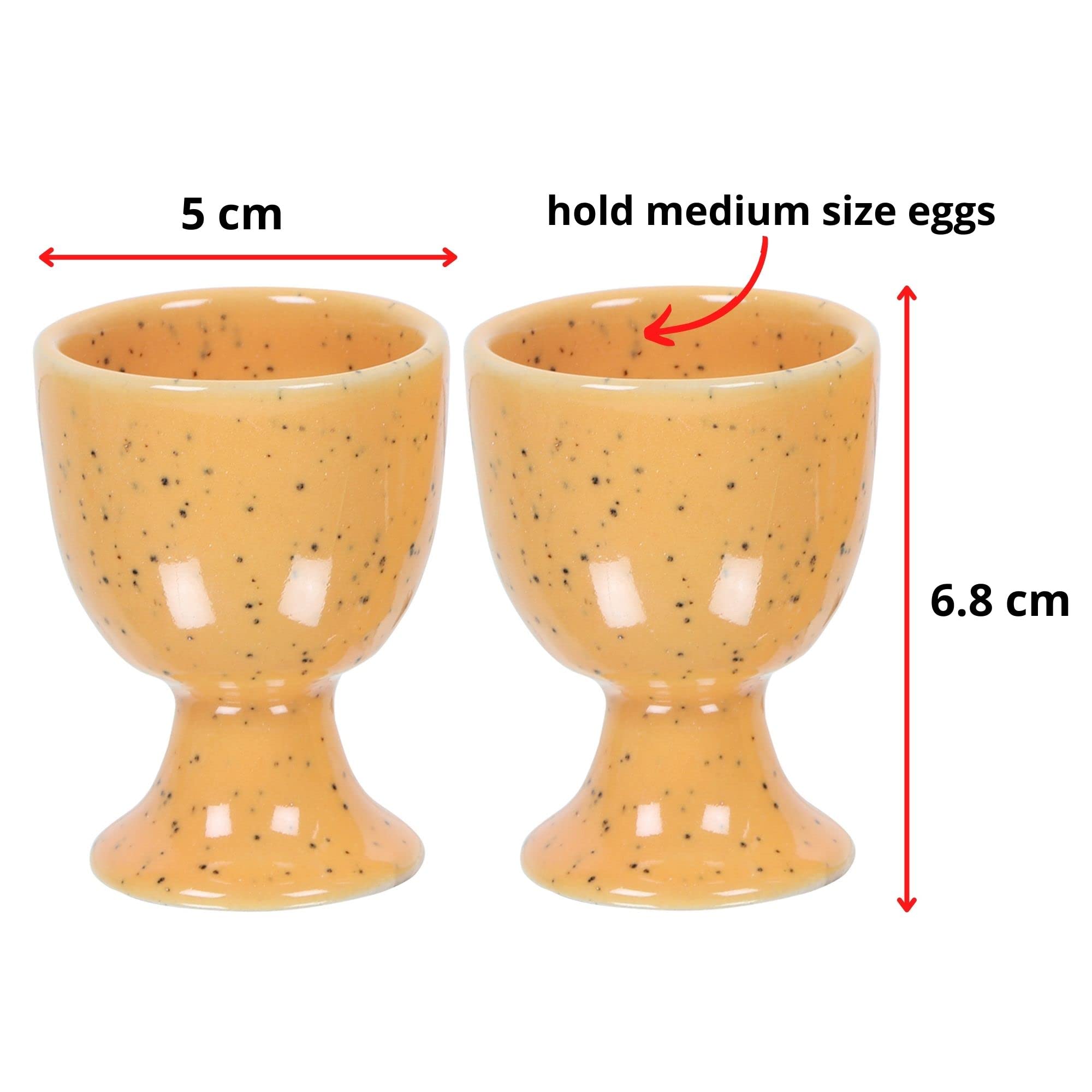 Soft Boiled Egg Holder | Ceramic Egg Cup Set | Ceramic Egg Holder Pottery Housewarming Gift set of 2 (Mustered)