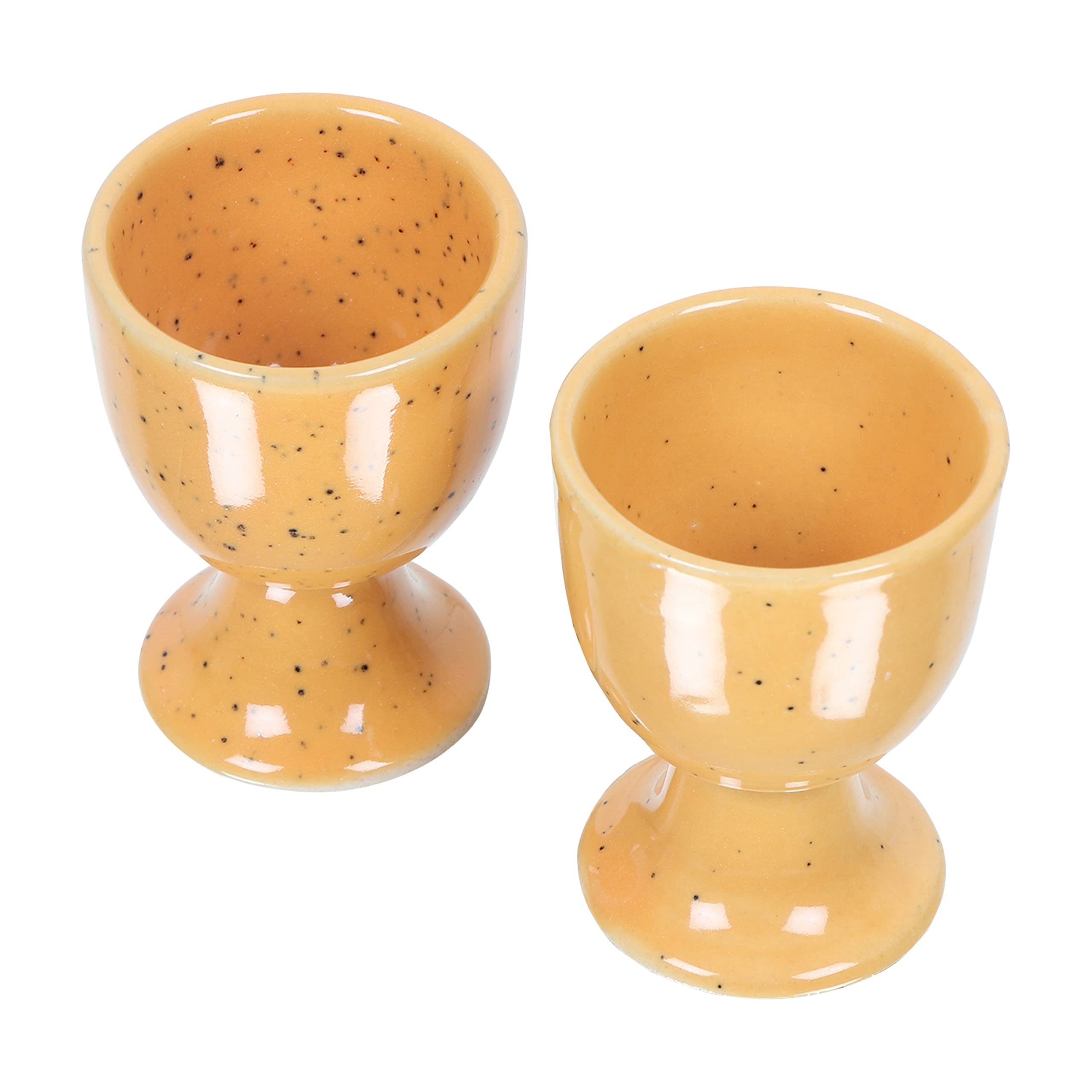 Soft Boiled Egg Holder | Ceramic Egg Cup Set | Ceramic Egg Holder Pottery Housewarming Gift set of 2 (Mustered)