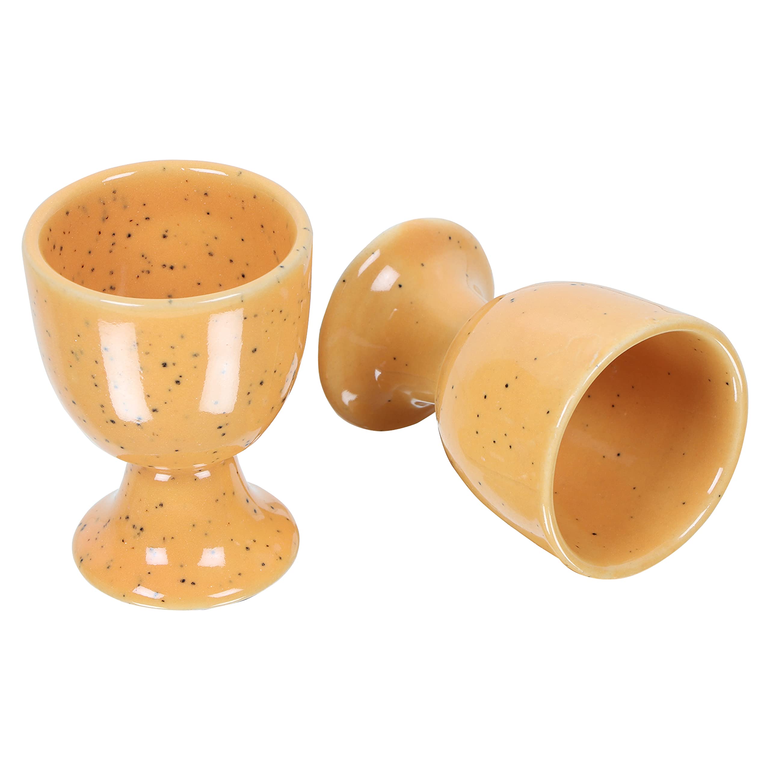 Soft Boiled Egg Holder | Ceramic Egg Cup Set | Ceramic Egg Holder Pottery Housewarming Gift set of 2 (Mustered)