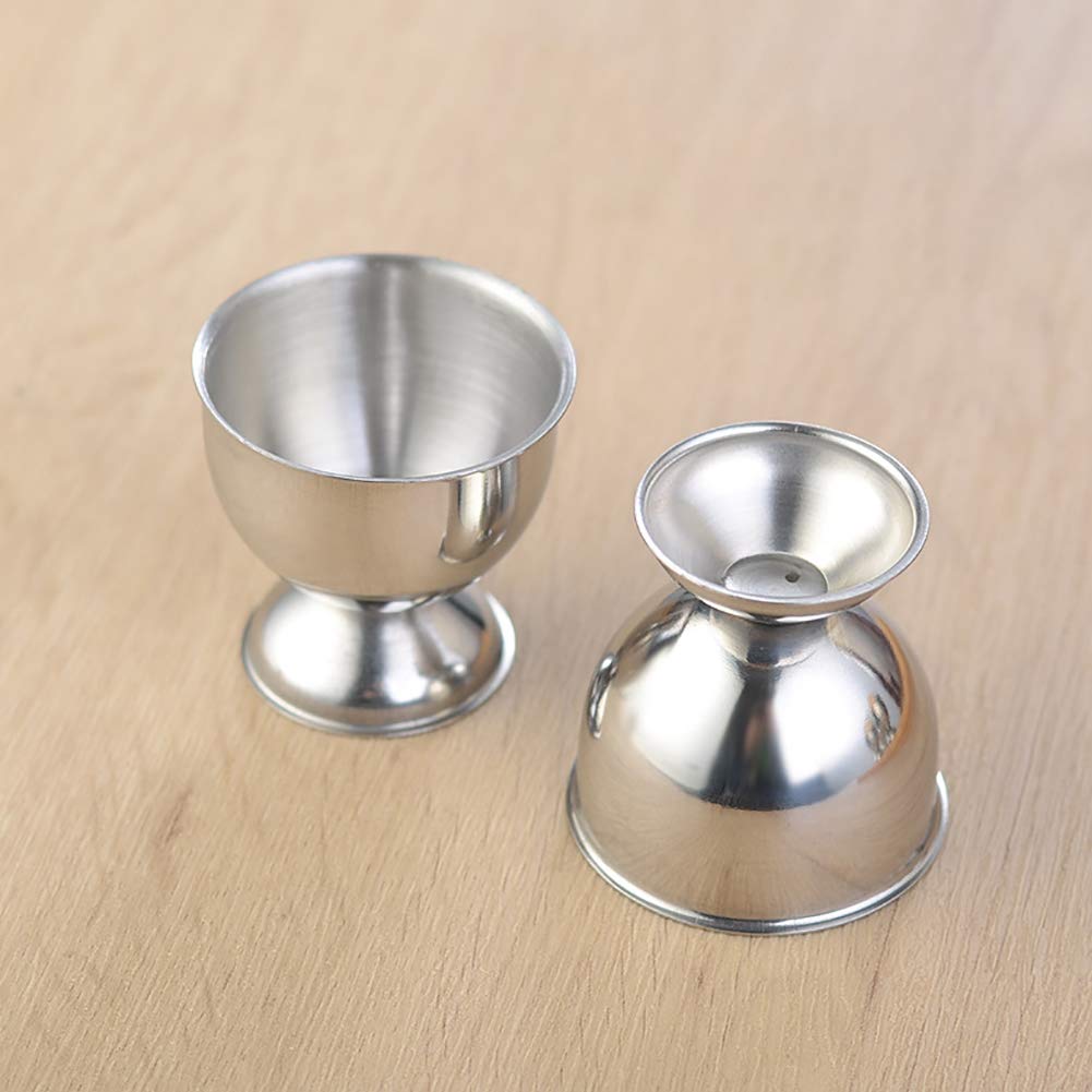 ccHuDE 2 Pcs Stainless Steel Egg Cups Holders Egg Tray for Soft Boiled Eggs Kitchen Tool