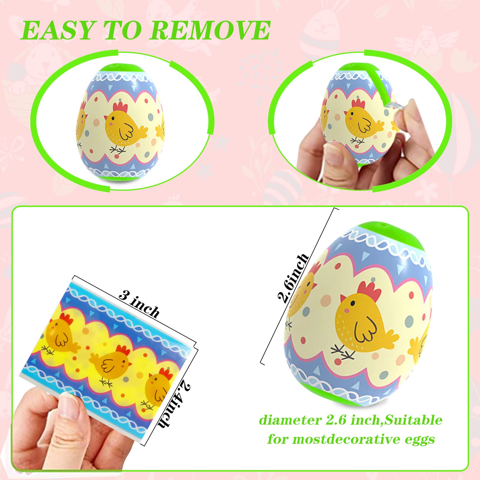 12 Pack Easter Eggs Bulk Wrapper Luminous Eggs Film Shrink Wraps for 2.4in Easter Eggs Chicken Bunny Egg Sleeves Decorations, New Cute Easter Egg Arounds