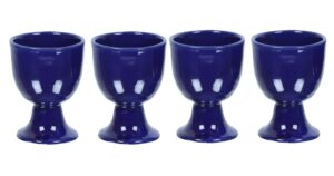 soft boiled egg holder | ceramic egg cup set | ceramic egg holder pottery housewarming gift set of 4 (blue)