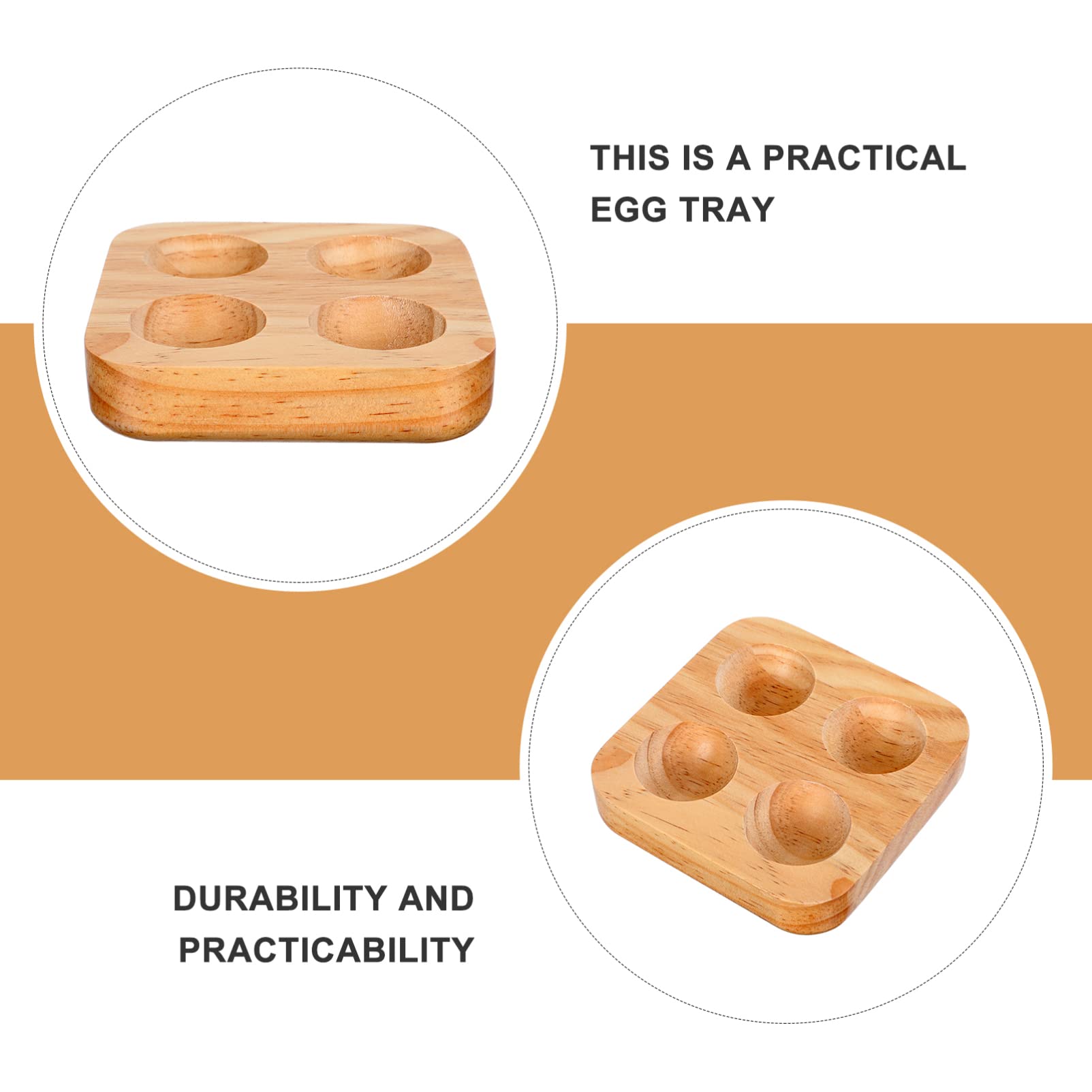 jojofuny 2 Pack 8 Grid Egg Tray, Wooden Egg Holder, 6 Holes Egg Plate Wood Egg Tray Organizer Rack Eggs Plates Egg Storage for Fresh Egg