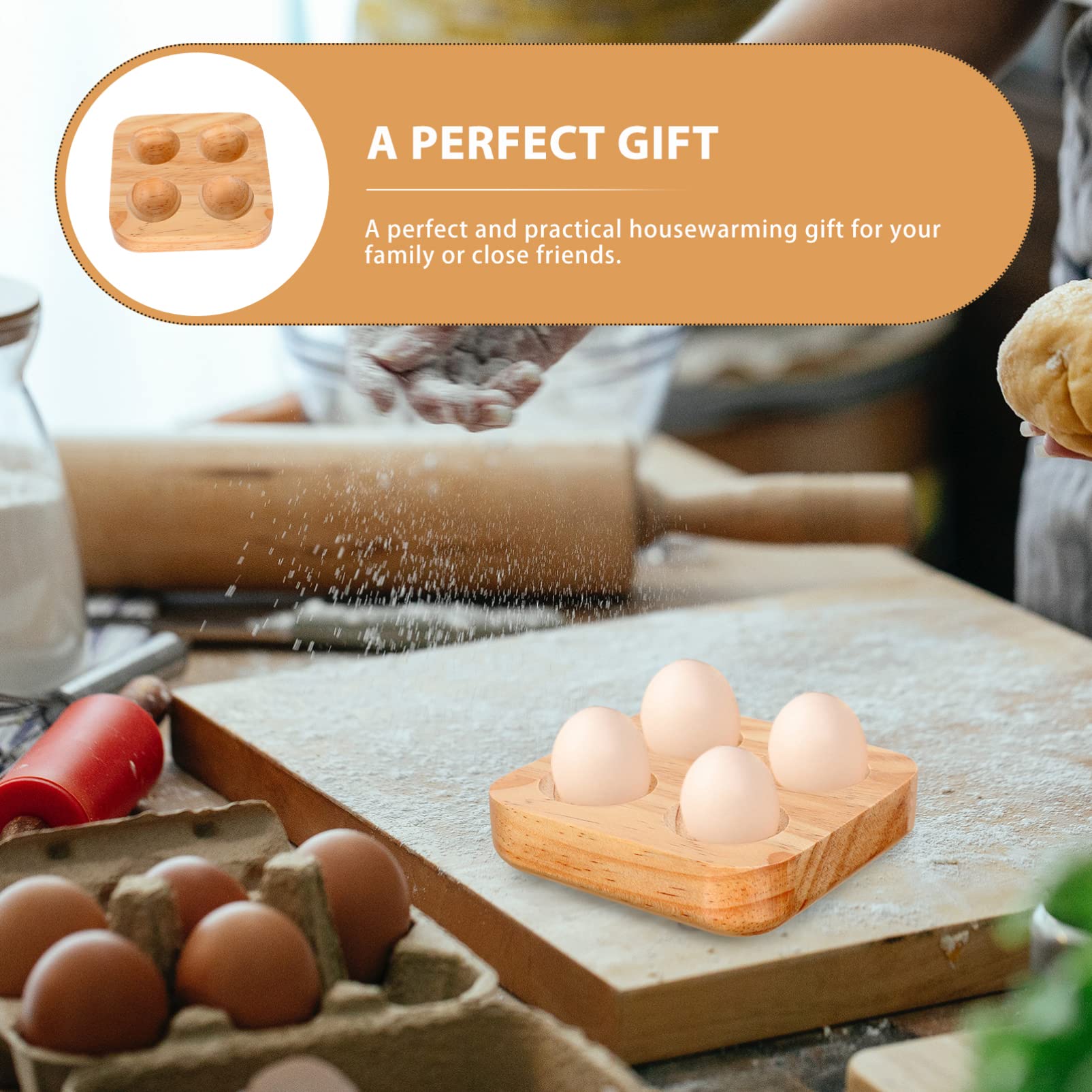 jojofuny 2 Pack 8 Grid Egg Tray, Wooden Egg Holder, 6 Holes Egg Plate Wood Egg Tray Organizer Rack Eggs Plates Egg Storage for Fresh Egg